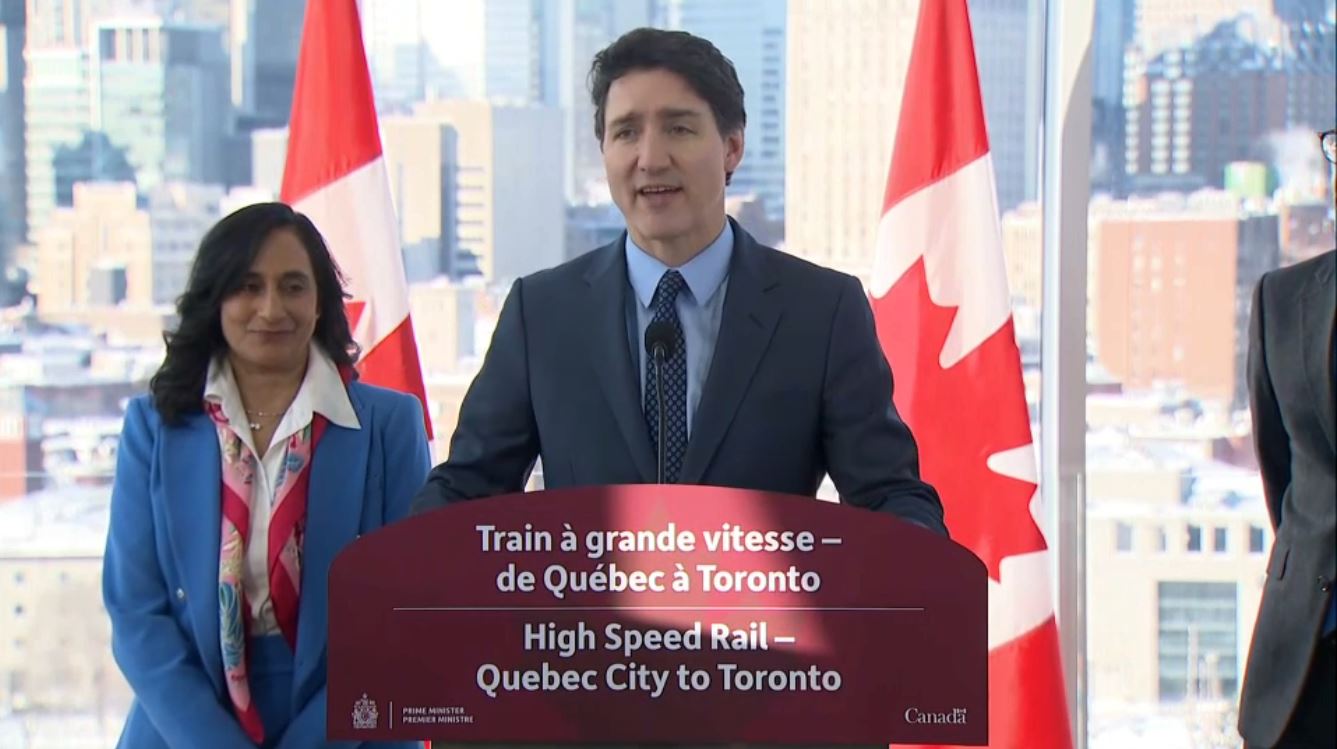 PM Trudeau Announces High-Speed Rail Line from Toronto to Quebec City ...